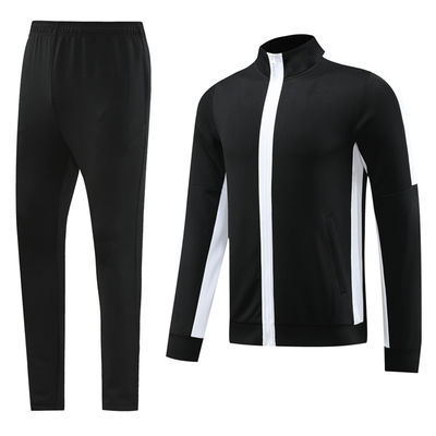 Training Retro Football Tracksuits Black Full Zip Soccer Training Set