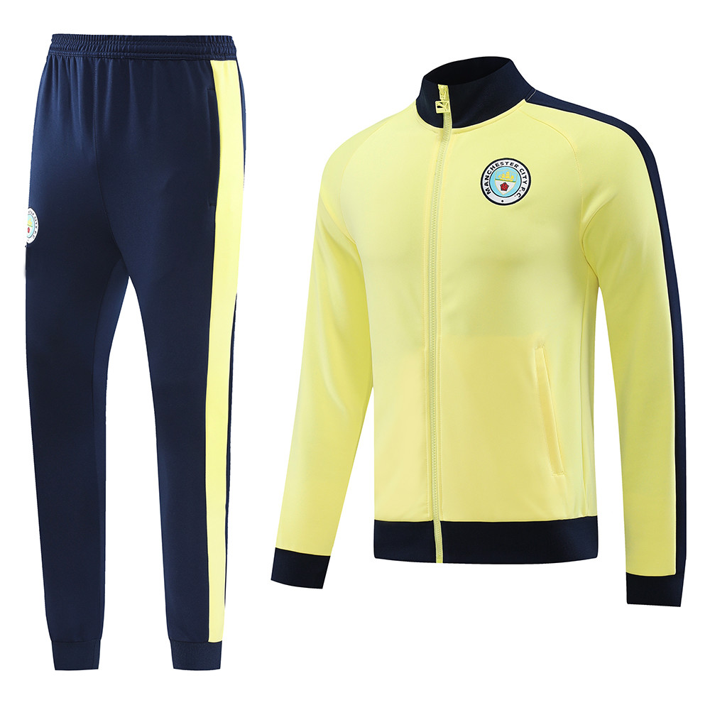Yellow Quick Dry Football Jersey Tracksuit Polyester Soccer Training Suit